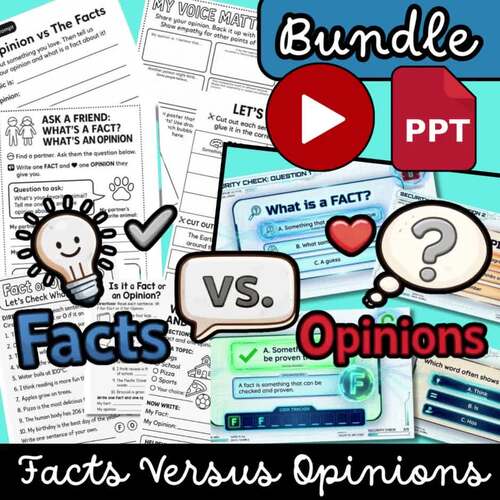 Fact vs Opinion Bundle | Escape Room + Sorting & Writing Activities K-3