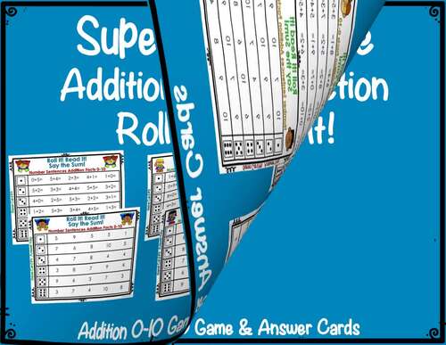 Superhero Addition & Subtraction Facts 0-20 Roll It! Read It! Game Cards