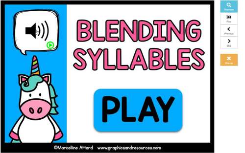 BLENDING SYLLABLES ACTIVITY PHONOLOGICAL AWARENESS BOOM CARD DIGITAL ...