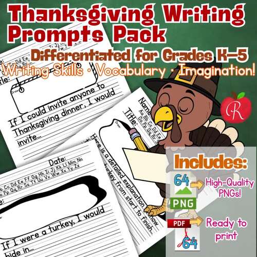 Thanksgiving Writing Activities | 30 Prompts + Drawing Pages ...