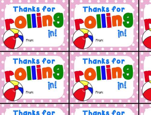 Ball (Stress Ball) Open House Gift Tag- Thanks for rolling in! | TPT