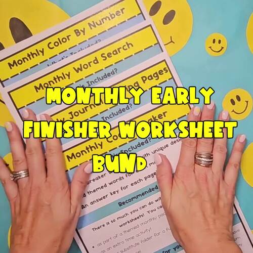 Monthly Early Finisher BUNDLE - Themed Worksheets - 4 Worksheets Per Month