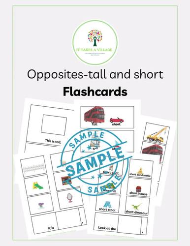 Opposites Flashcards-Tall and short-select and label(ABLLS-R C24 + G13)