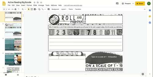 Active Reading Strategy BUNDLE Reading Response Pages + Roll & Respond ...