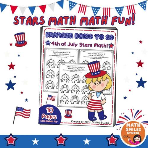 Number Bond to 10 – 4th of July Stars Math Worksheets | Kindergarten ...