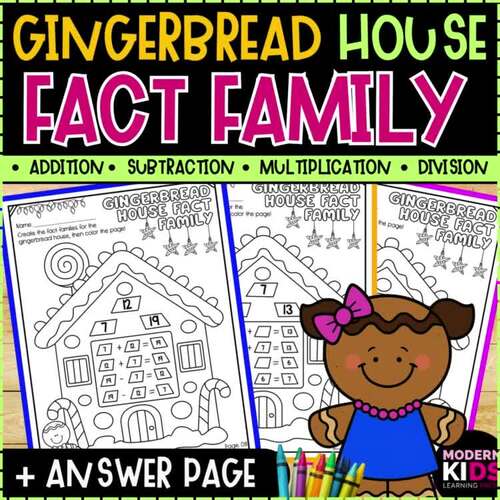 Gingerbread House Fact Family Addition, Subtraction, Multiplication ...