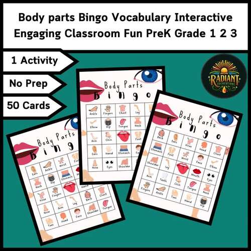 ESL Body parts Bingo Vocabulary Interactive Engaging Classroom PreK ...
