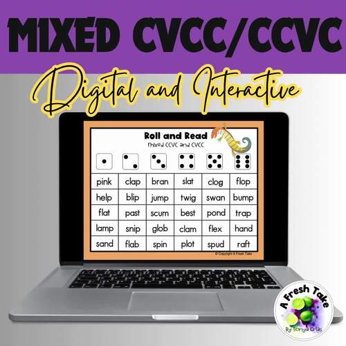 Roll & Read Mixed CVCC CCVC Words & Sentences Digital Phonics Game No Prep