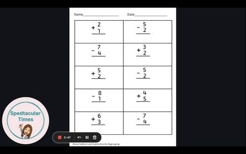 Mixed Addition/Subtraction without Regrouping Worksheets (Touch Dot ...