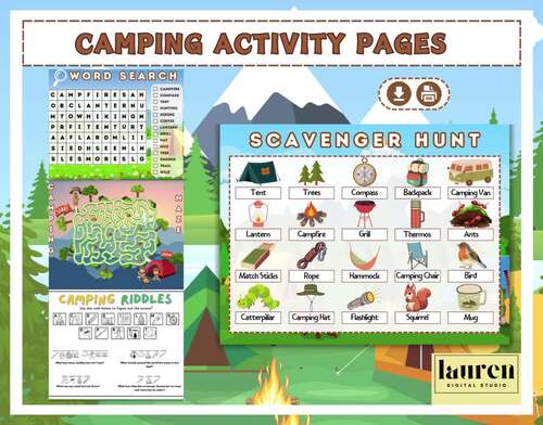 Camping Activity Pages, Summer Activities, Camping Activites | TPT