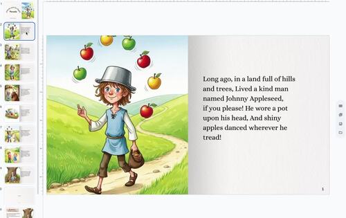 Johnny Appleseed Read Aloud Powerpoint with Comprehension Check, PreK- 2nd