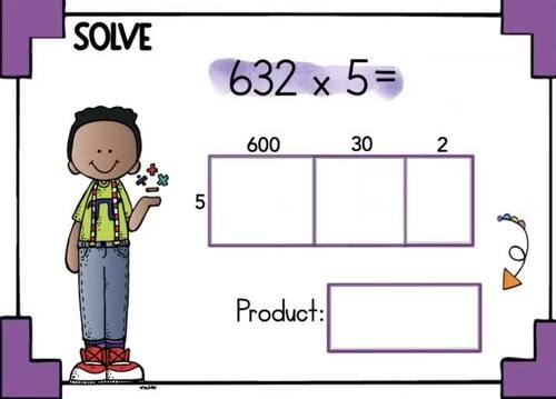 3 Digit by 1 Digit Area Model Multiplication Boom Cards by Think in Numbers