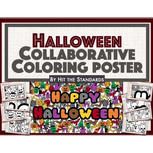 Halloween Collaborative Coloring Poster Bulletin Board Group Activity