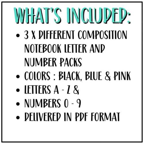 Composition Notebook Classroom Letters & Numbers | A–Z Alphabet & 0–9 ...