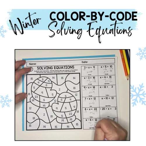 Winter Math Solving One-Step Equations Color by Code Differentiated ...