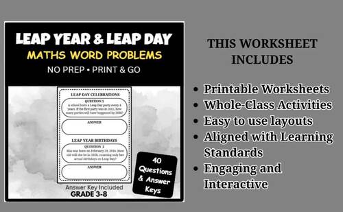 Leap Year & Leap Day Math Word Problems – 40 Engaging Questions for ...