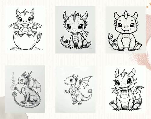 Dragon Cuties Baby Coloring Book - Baby Dragon Coloring Book | TPT