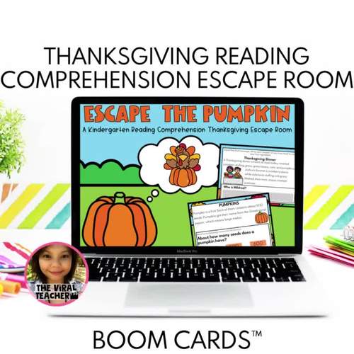 Thanksgiving Reading Comprehension Escape Room Activity Kindergarten ...