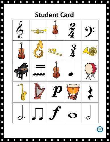 Musical Orchestra Bingo Game, Elementary Music by TEACH KIDS MUSIC