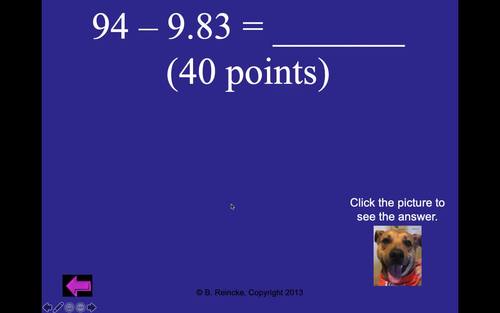 Decimal Jeopardy (Adding, Subtracting, Multiplying, Dividing, Word ...