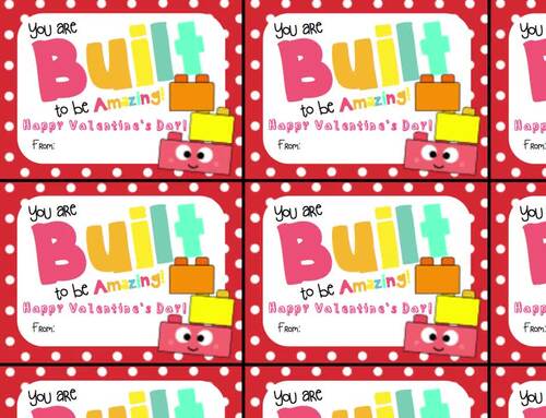 Lego (Building Blocks) Valentine's Day Gift Tag- You are built to be ...