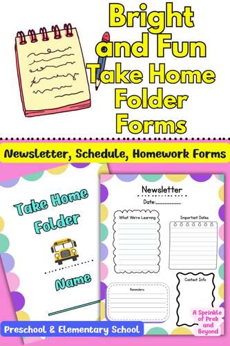 Bright and Fun Folder Communication Forms: Daily Behavior, Schedule, Notes