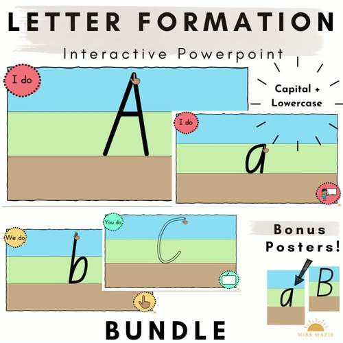 Bundle Kindergarten Letter Formation Dirt, Grass and Sky NSW Font ...