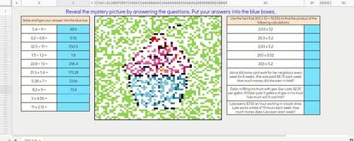 Digital Math Pixel Art Mystery Picture 5th Grade TEKS Multiplying ...