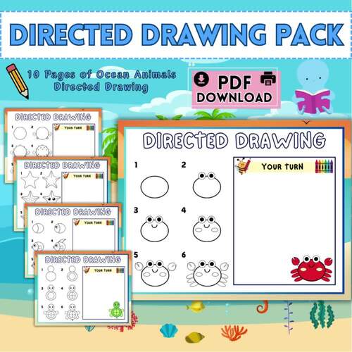 Ocean Animal Directed Kids Drawings- Summer Activities by Lauren ...