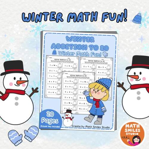 Winter Addition to 20 | Cozy Hat Math Worksheet | 1st-2nd Grade | TPT