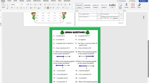 6th Grade Math Review | Writing Inequalities Activity | St. Patrick's ...