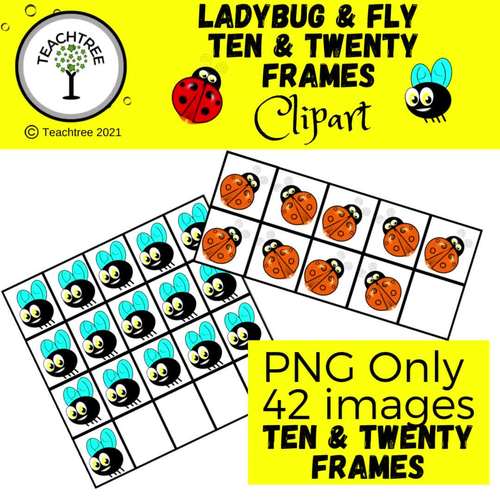 Ladybug & Fly "Ten/Twenty Frames" CLIP ART by Teachtree | TPT