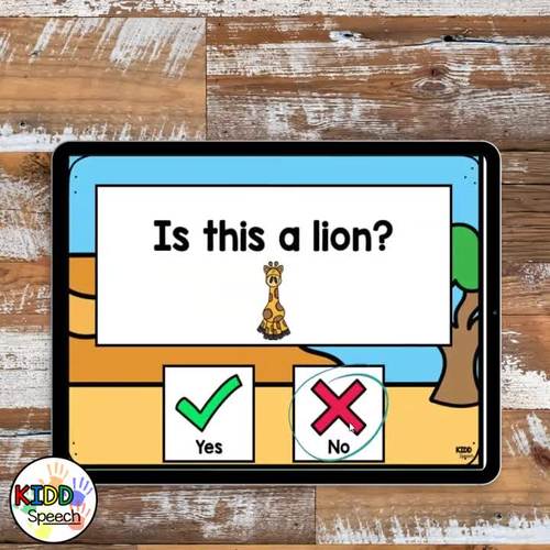 Preschool Speech Therapy Safari BOOM Cards Yes No Questions by Kidd Speech