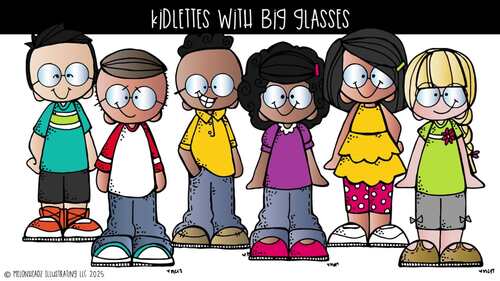 Kidlettes with Big Glasses clip art, kids with glasses clip art Mini