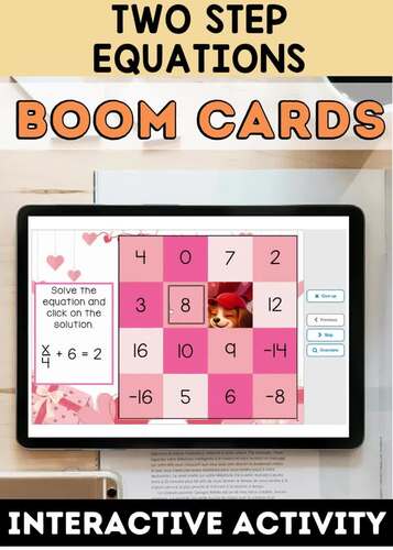 Solving Two-Step Equations Boom Cards™ | Valentine Math Mystery Digital ...