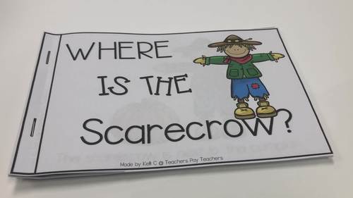 Position Words Book for Fall Scarecrow and Pumpkin Autumn by Kelli C