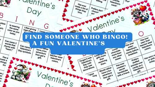 Printable Valentine Bingo Find Someone Who Valentines Day Bingo Game ...