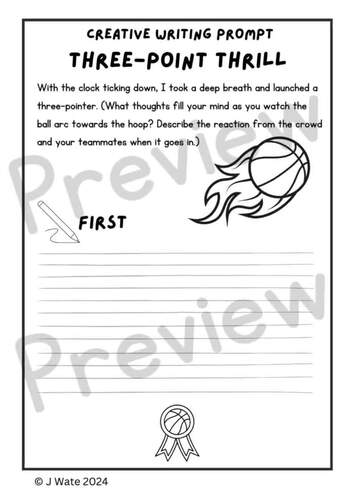 Basketball Sports Creative Writing Activity Workbook & Worksheets for ...