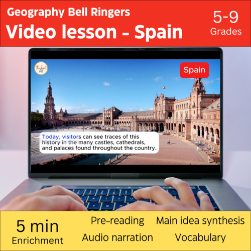 Geography bell ringer video (4 min) - Spain - Middle school | TPT