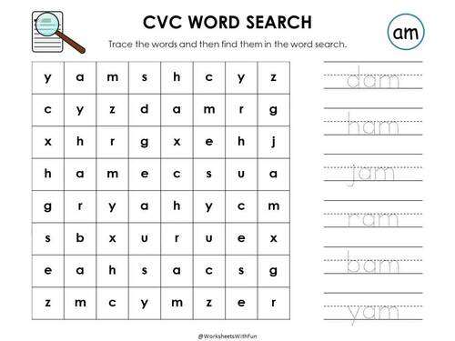 CVC Worksheets, Word Searches, Find and Write CVC Words, Summer Packet ...