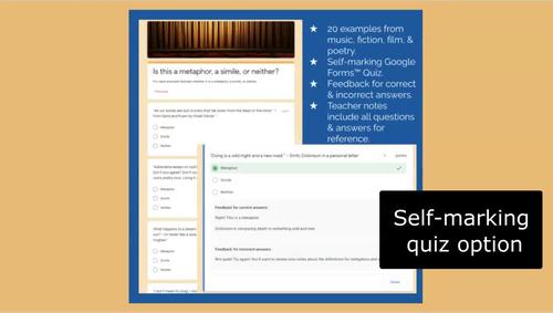 Metaphors and Similes - Quizzes in digital and print by SmithTeaches9to12