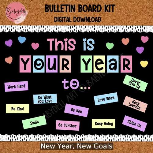 New Year Bulletin Board Kit | Beginning of Year Decor | Classroom Goal ...