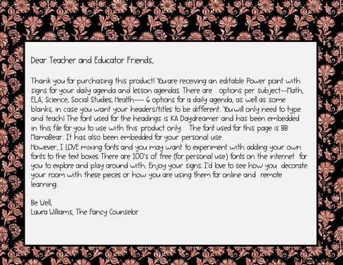 Morning Meeting Slides Rose Gold FLORAL Editable Digital Daily Agendas