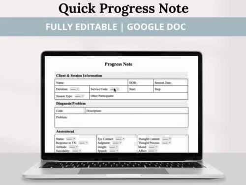 Progress Note for Mental Health Clinicians, Editable Google Doc | TPT