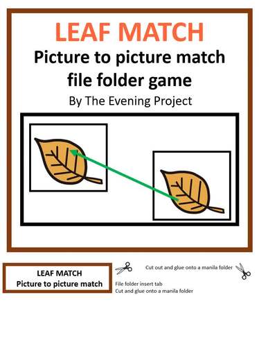 LEAF MATCH file folder game for Kindergarten & Special Education/Dollar ...