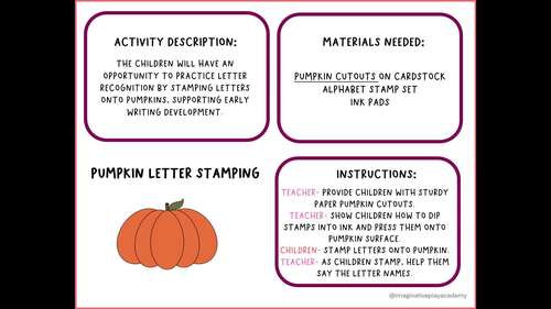 Preschool Literacy Centers: Fall Harvest | TPT
