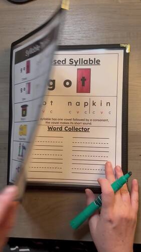 6 Syllable Types Work Mats: With Word Collector by BrightMinds Studio