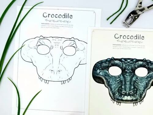 Crocodile | Paper Mask | Printable Craft | Crocodiles by Simply Schoolgirl