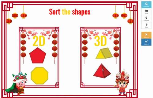Chinese New Year Math Lunar New Year Math 2D or 3D Sorting Shapes Boom ...