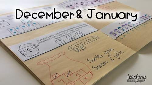 Kindergarten & First Grade Math Journal Prompts for December and January